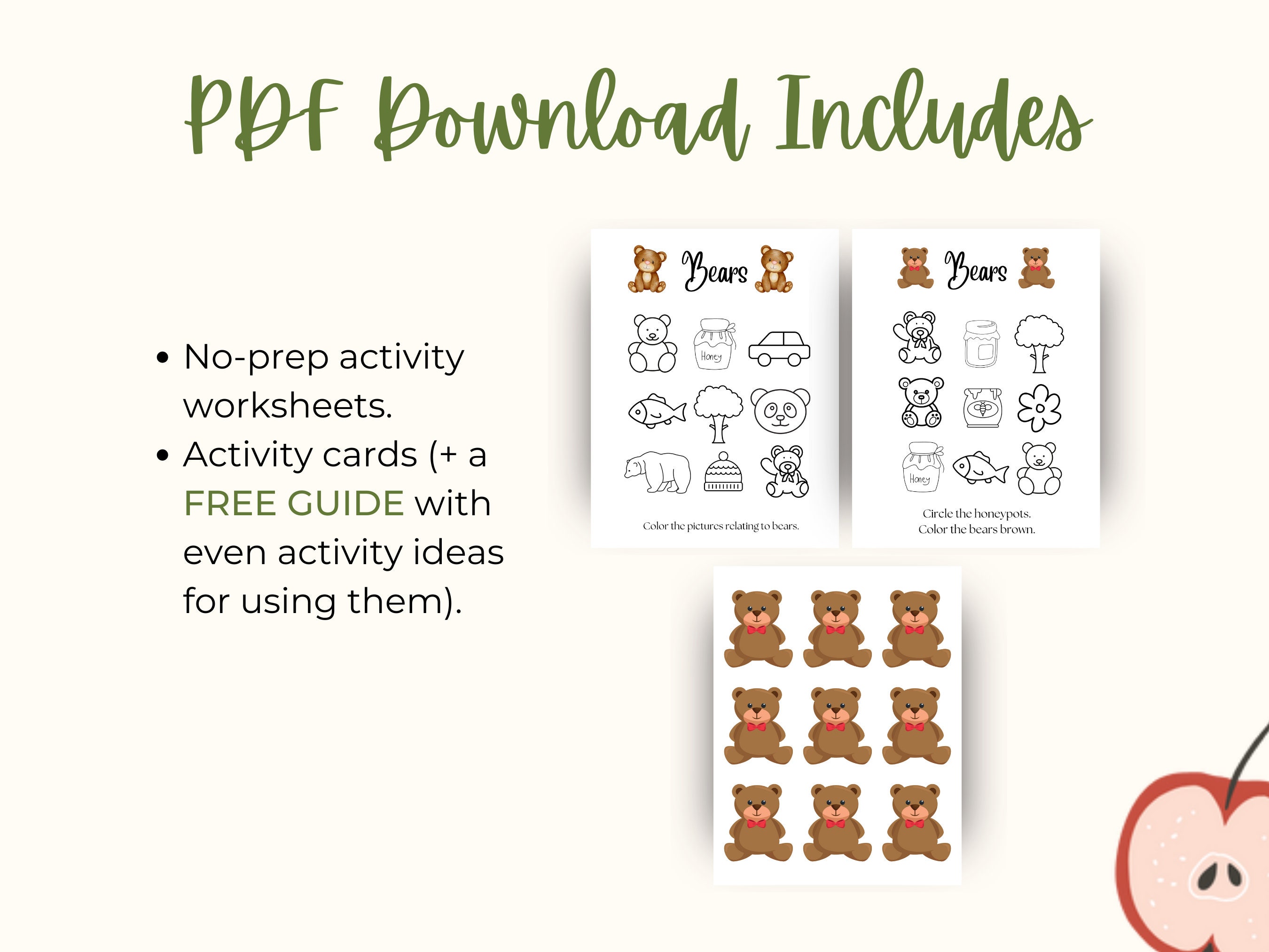 Bear Theme Printable Activity Worksheets | No Prep Preschool and ...