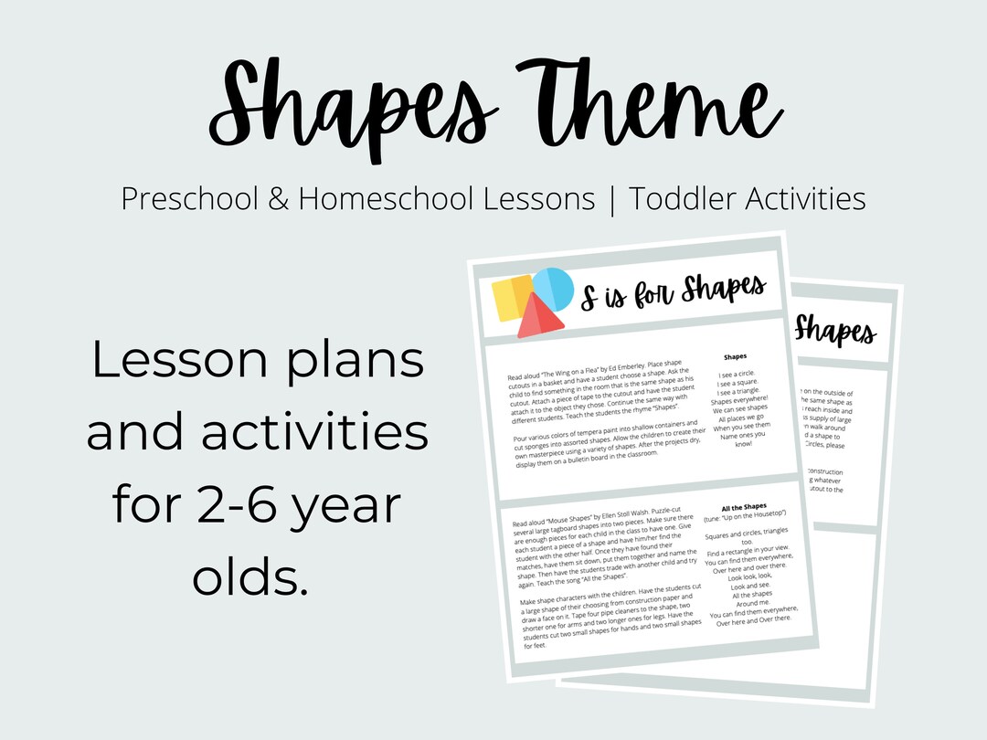 Shapes Theme Preschool Curriculum Printable | Homeschool Lesson Plan ...
