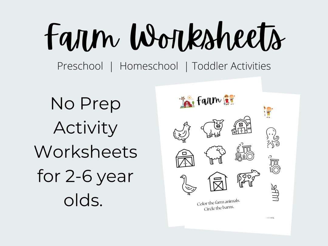 Farm Theme Printable Activity Worksheets No Prep Preschool - Etsy