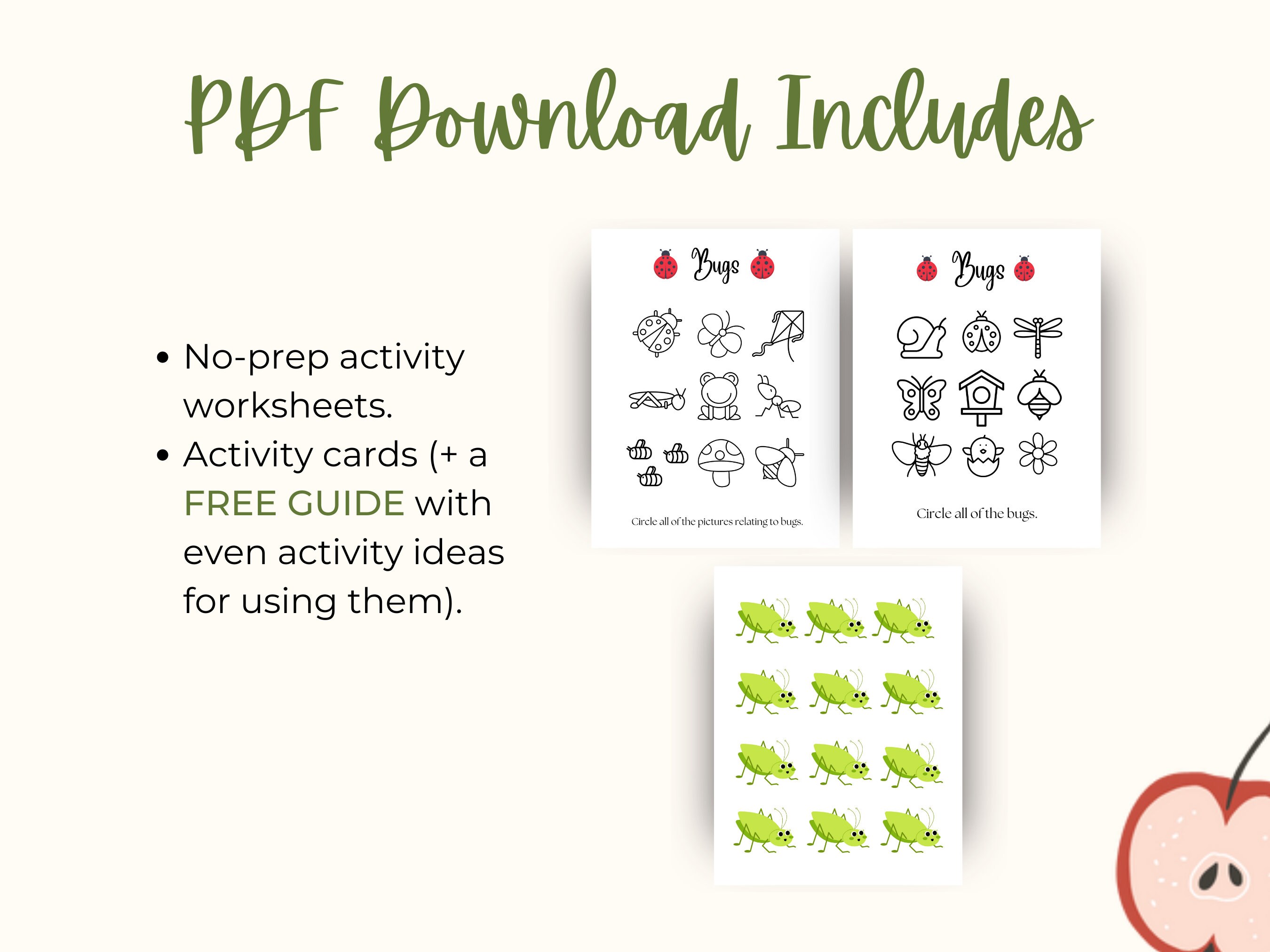 Bug Theme Printable Activity Worksheets No Prep Preschool and ...