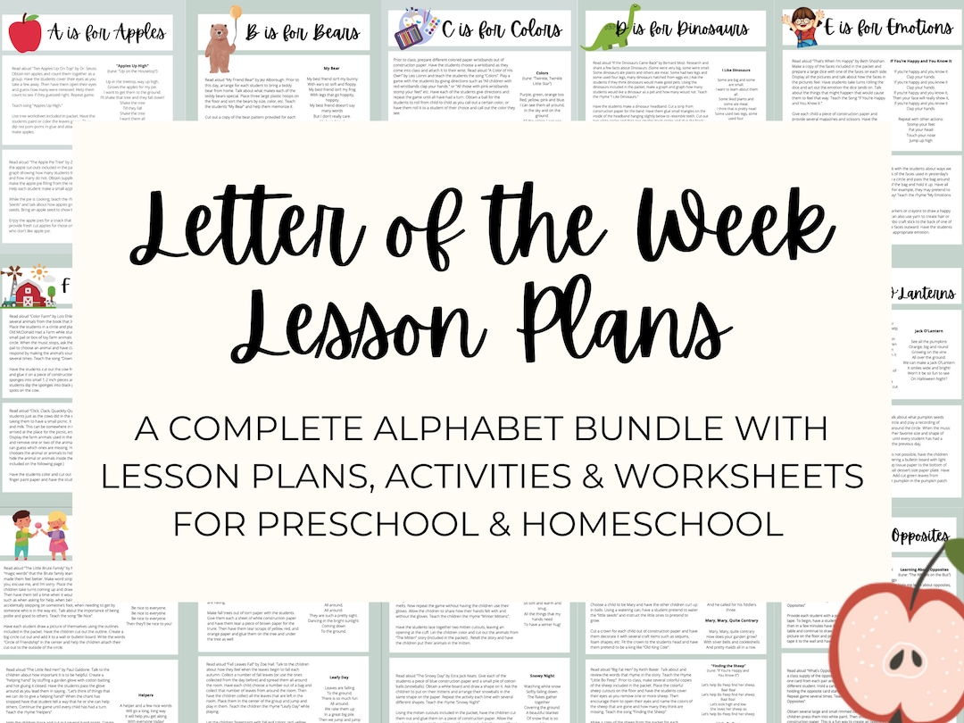 Letter-of-the-week Themed Lesson Plans | Printable Activities and ...