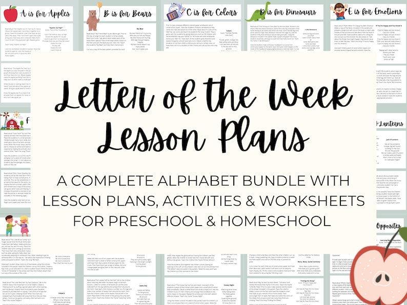 Letter-of-the-week Themed Lesson Plans | Printable Activities and ...