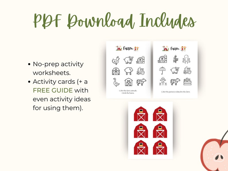 Farm Theme Printable Activity Worksheets | No Prep Preschool and ...