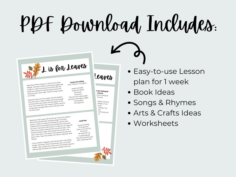 Leaves Theme Preschool Curriculum Printable | Homeschool Lesson Plan ...