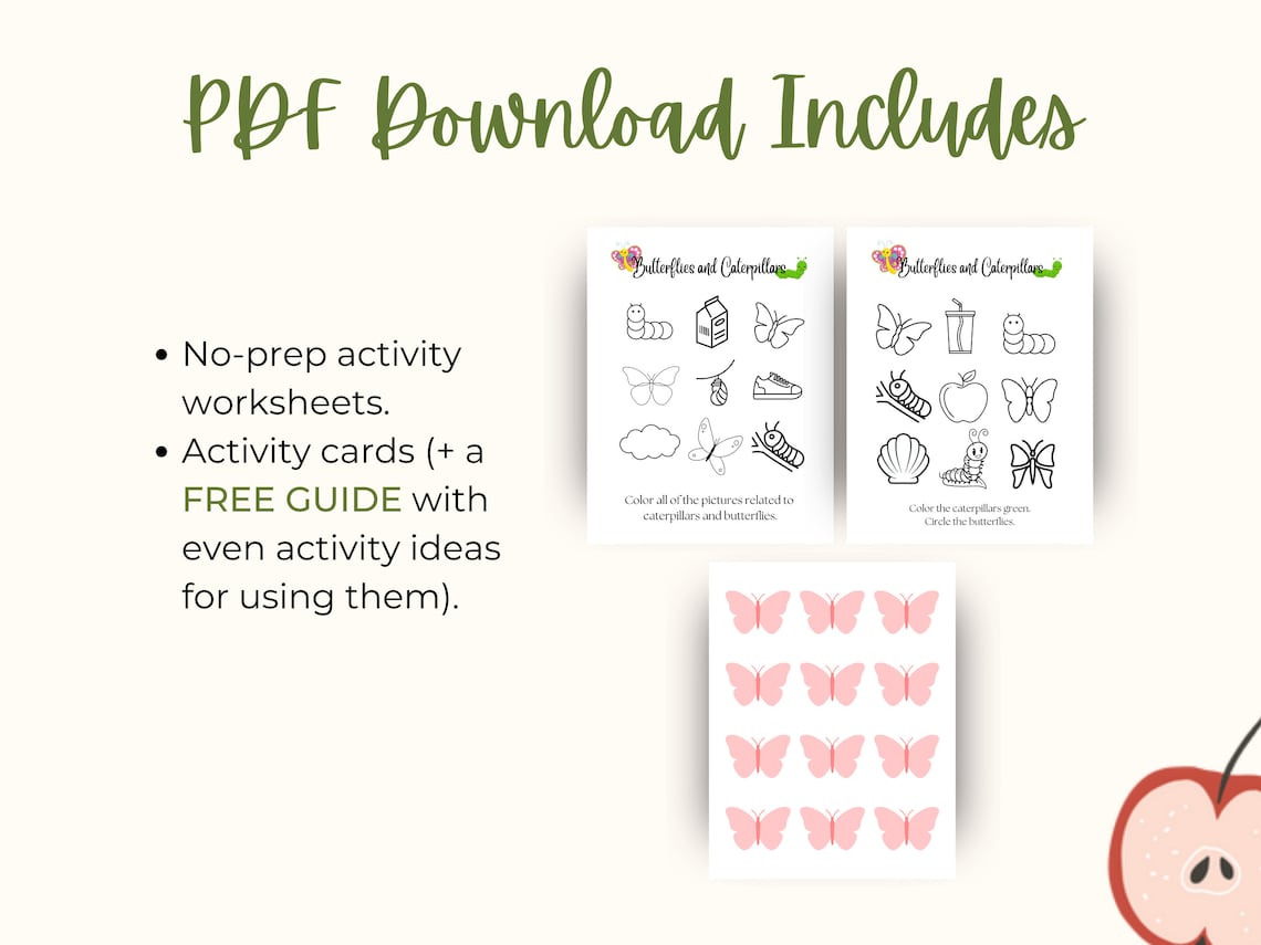 Butterflies & Caterpillars Printable Activity Worksheets | No Prep ...
