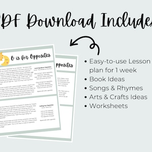 Opposites Theme Preschool Curriculum Printable | Homeschool Lesson Plan ...