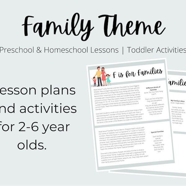 Family Activities Lesson Plan Preschool - Etsy