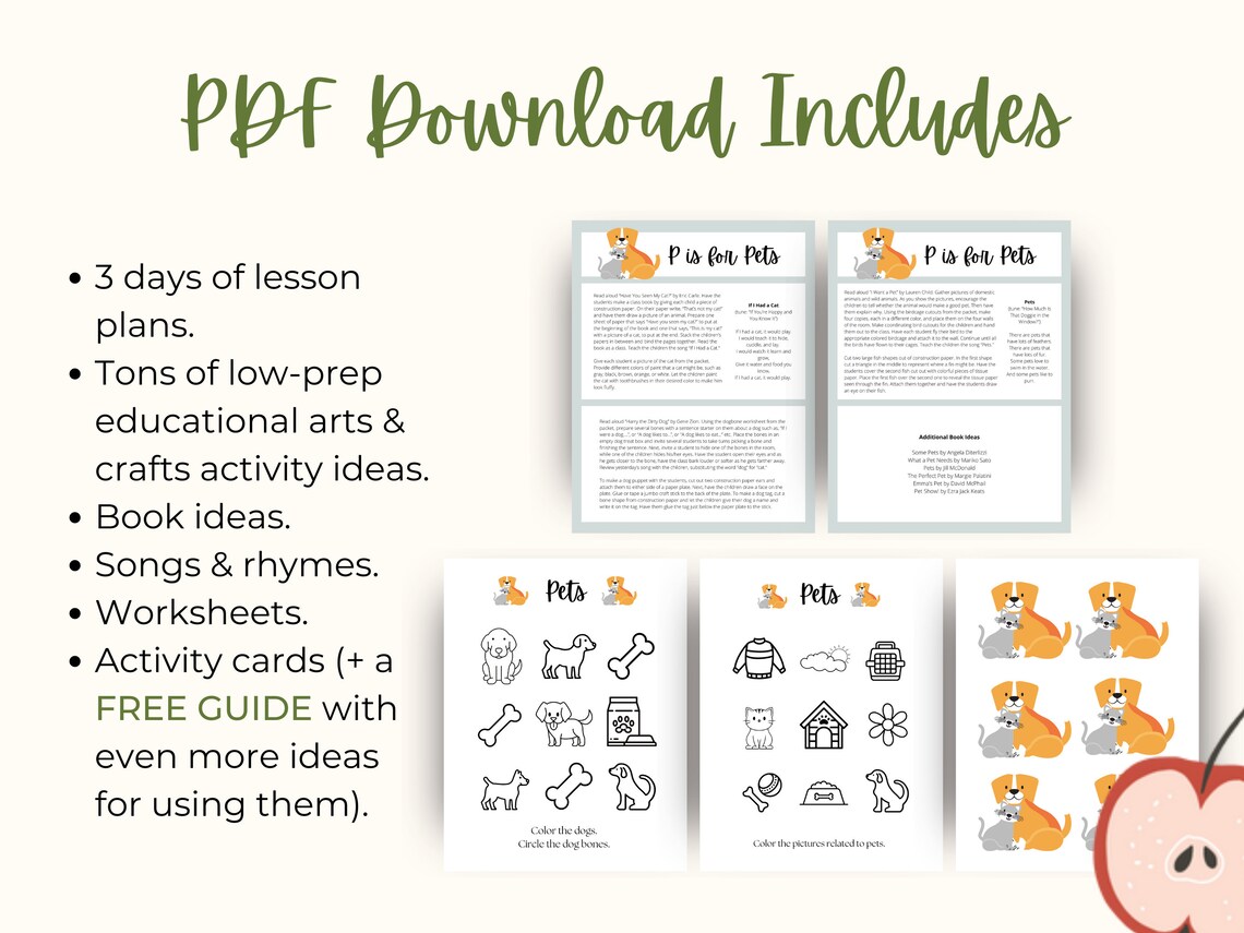 Pets Theme Printable Preschool Lesson Plans | Printable Activities and ...