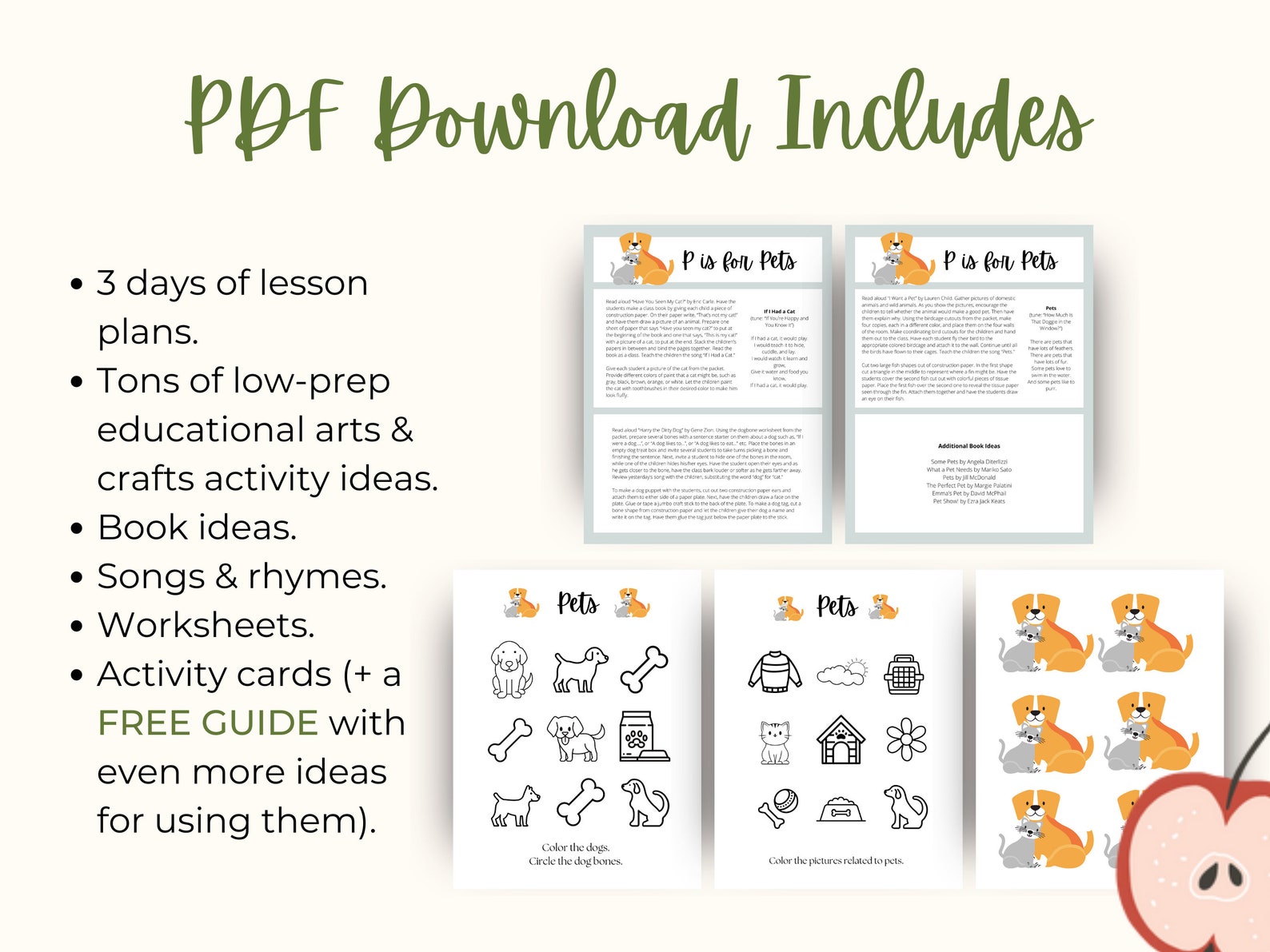Pets Theme Printable Preschool Lesson Plans | Printable Activities and ...