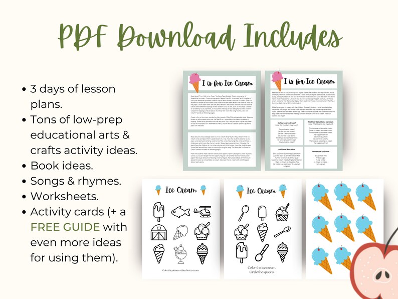 Ice Cream Theme Printable Preschool Lesson Plans | Printable Activities ...
