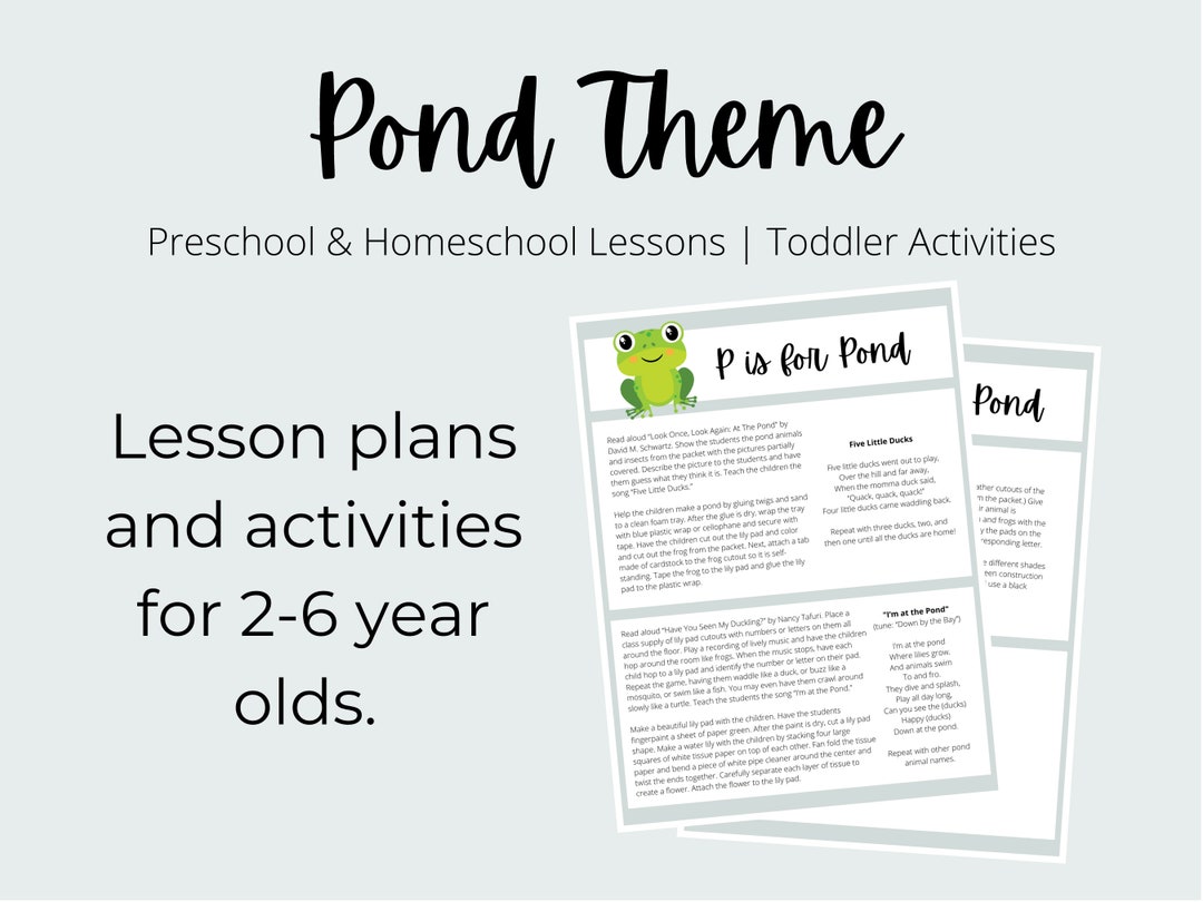 Pond Theme Preschool Curriculum Printable | Homeschool Lesson Plan ...