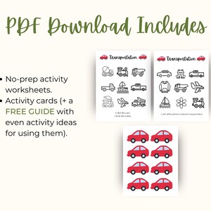 Transportation Theme Printable Activity Worksheets | No Prep Preschool ...