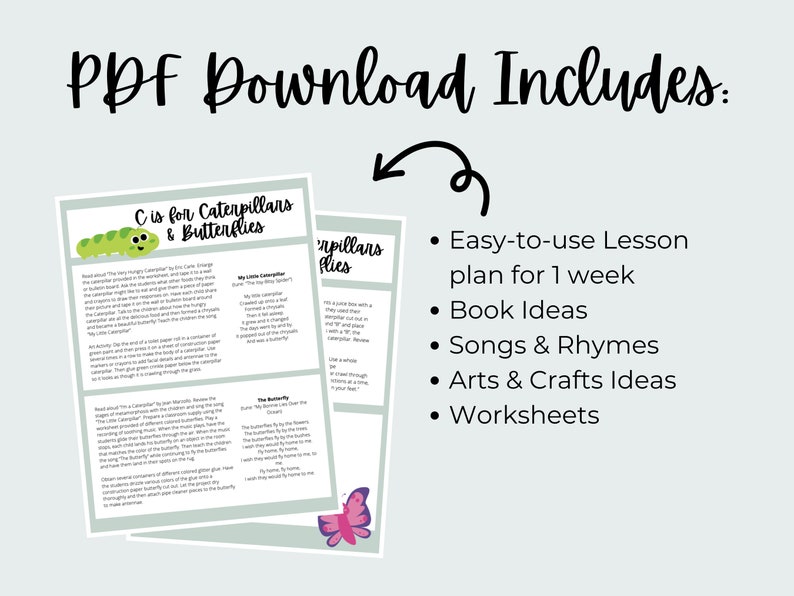 Caterpillar Theme Preschool Curriculum Printable | Homeschool Lesson ...