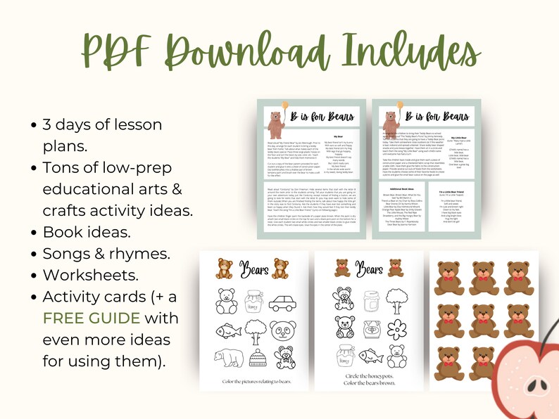 Bear Theme Printable Preschool Lesson Plans | Printable Activities and ...