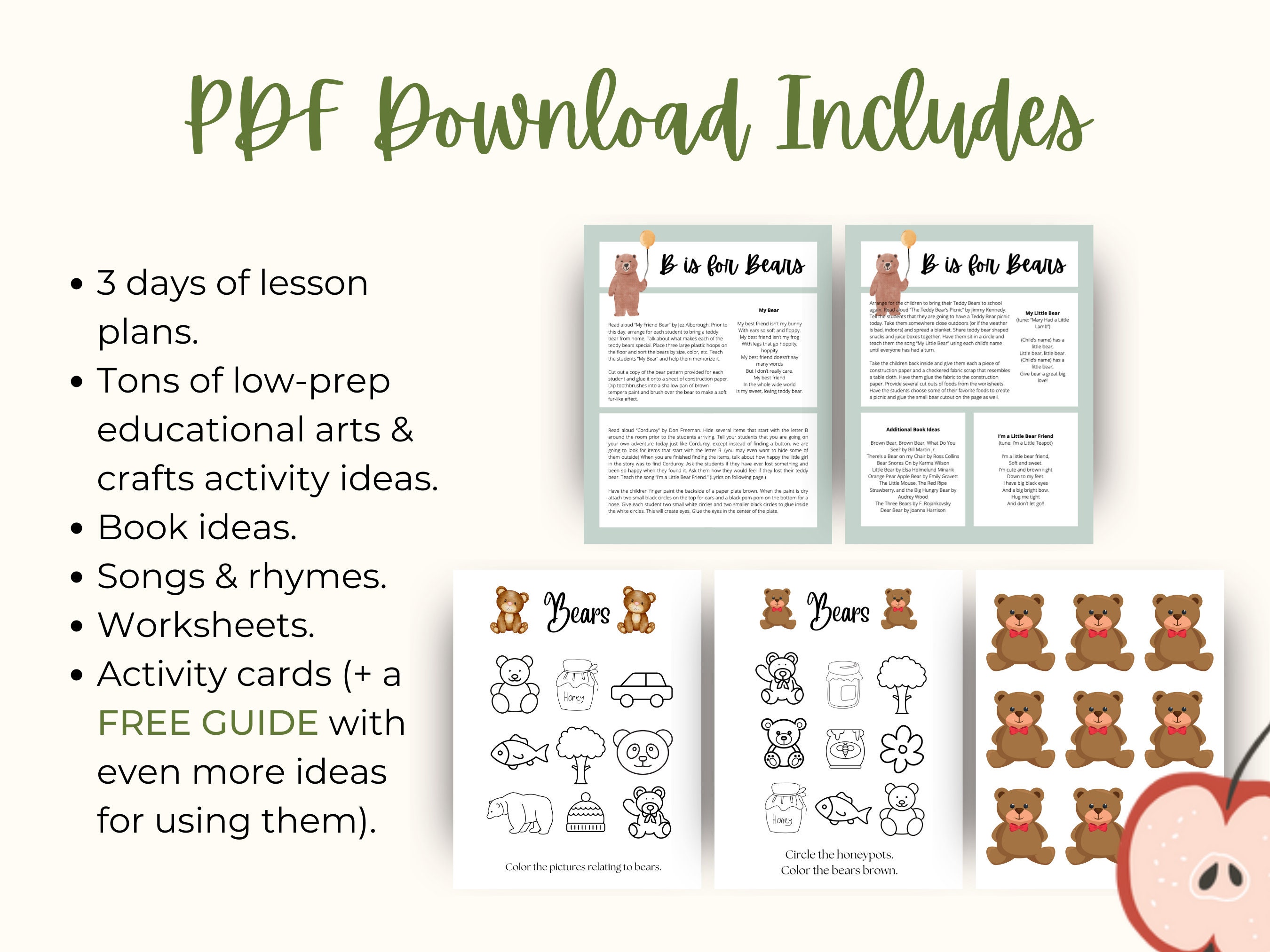 Bear Theme Printable Preschool Lesson Plans | Printable Activities and ...