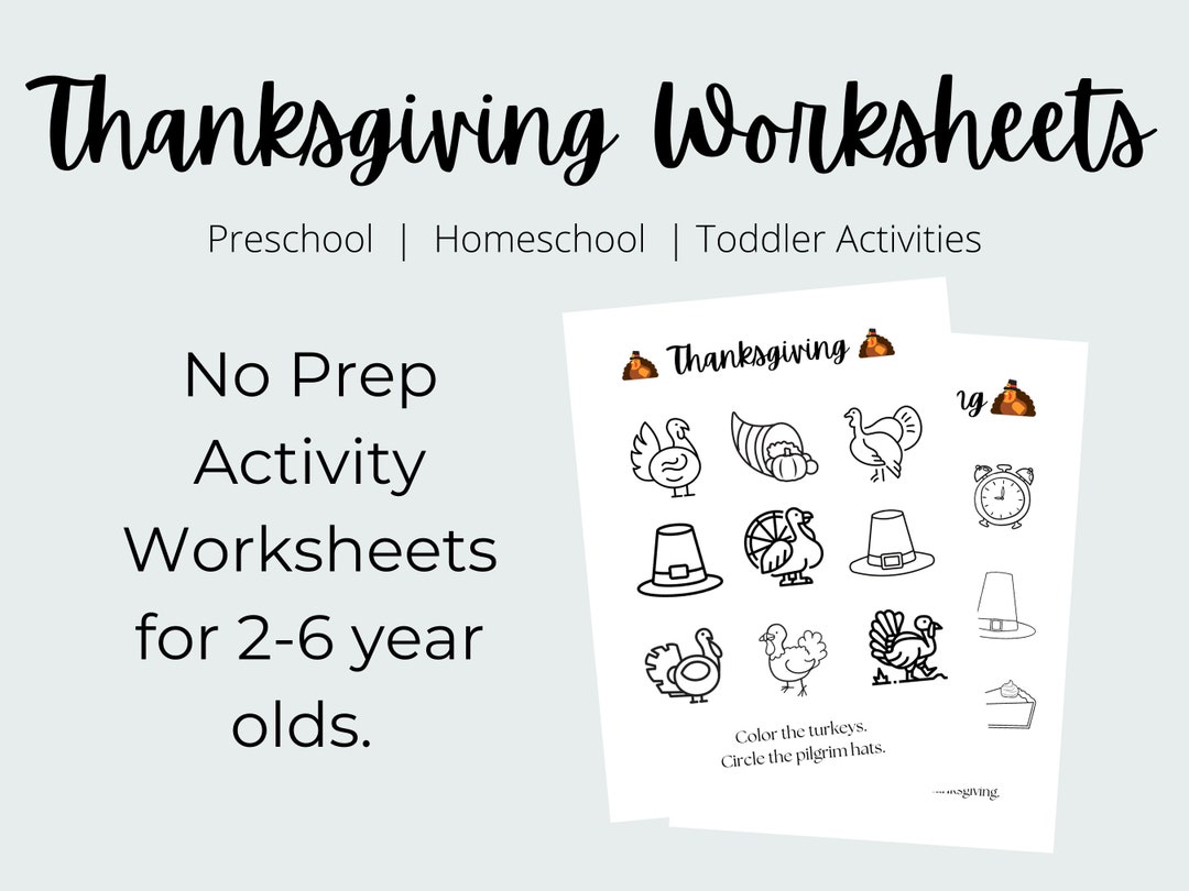 Thanksgiving Theme Printable Activity Worksheets | No Prep Preschool ...