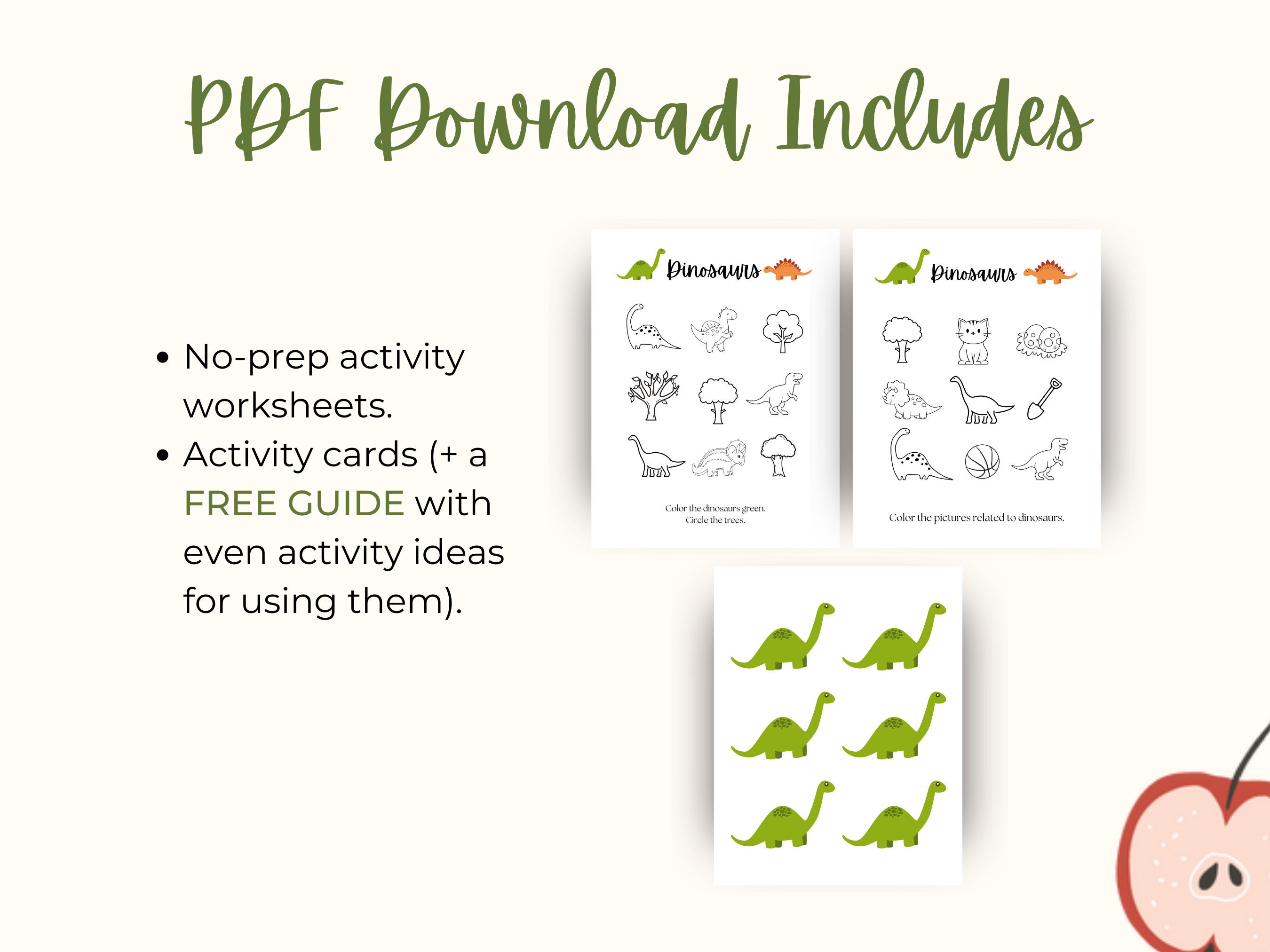 Dinosaur Theme Printable Activity Worksheets | No Prep Preschool and ...