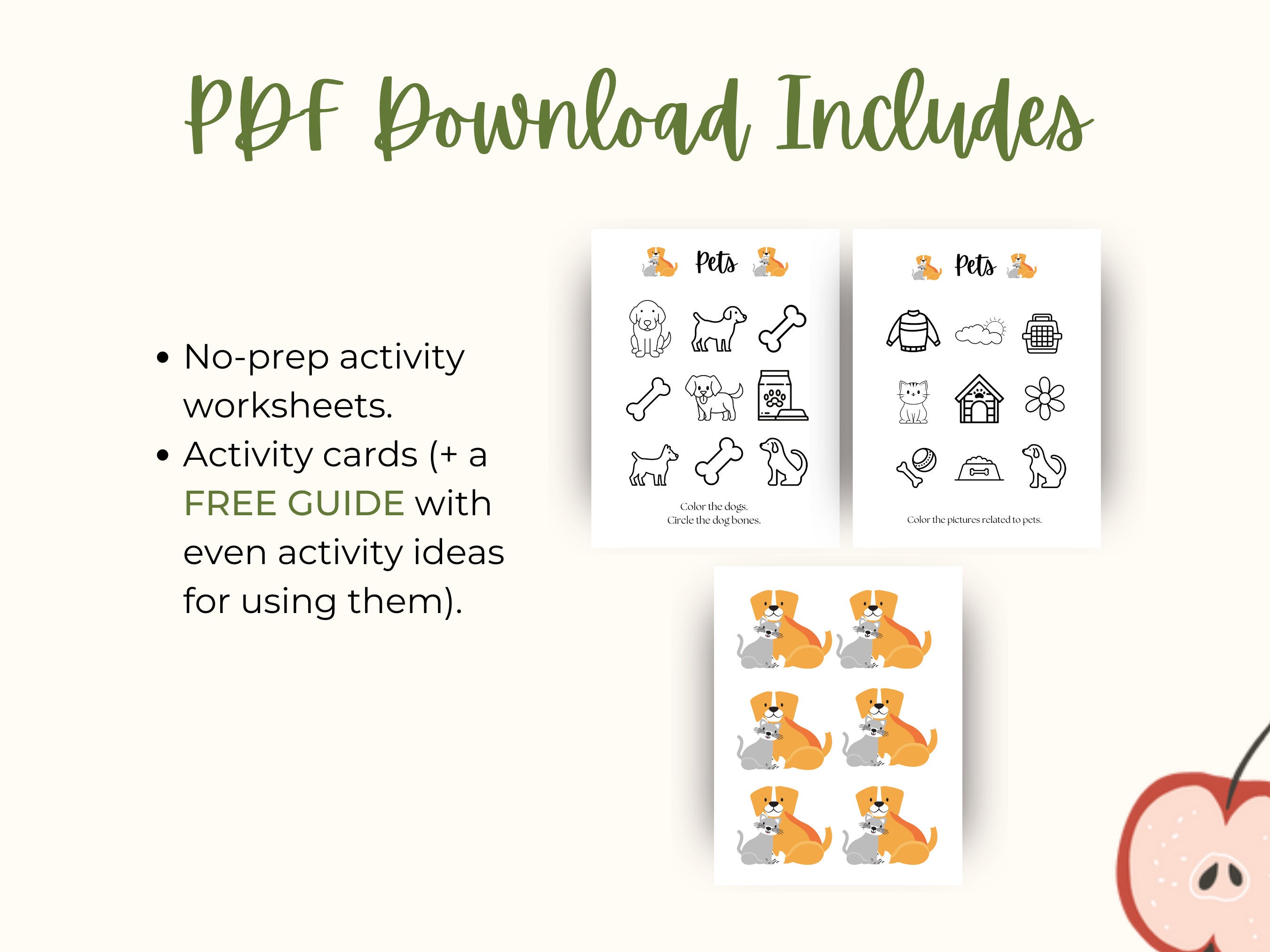 Pets Theme Printable Activity Worksheets No Prep Preschool and ...