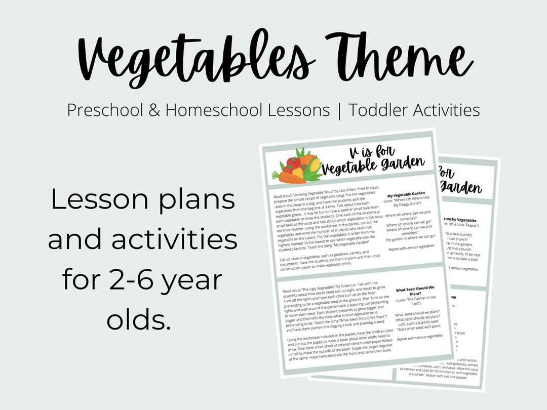Vegetables Theme Preschool Curriculum Printable | Homeschool Lesson ...