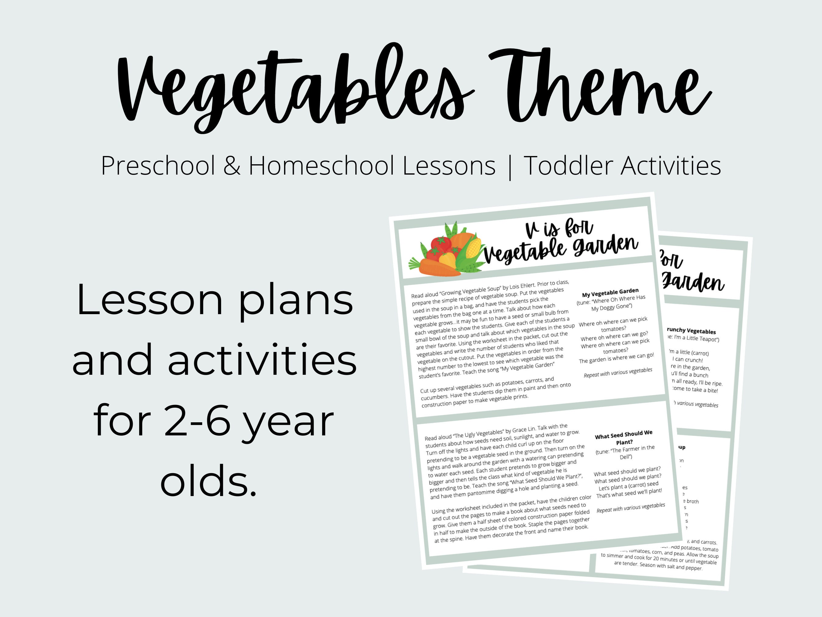 Vegetables Theme Preschool Curriculum Printable | Homeschool Lesson ...