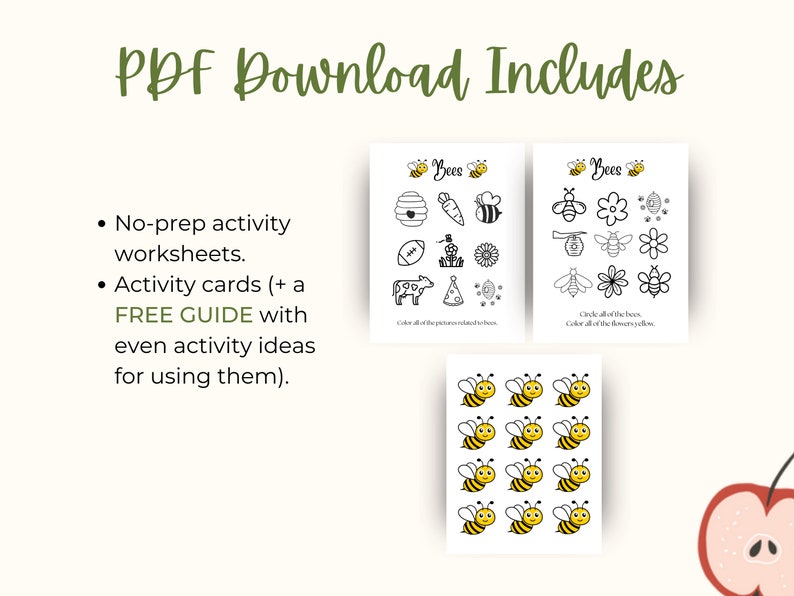 Bee Theme Printable Activity Worksheets | No Prep Preschool and ...