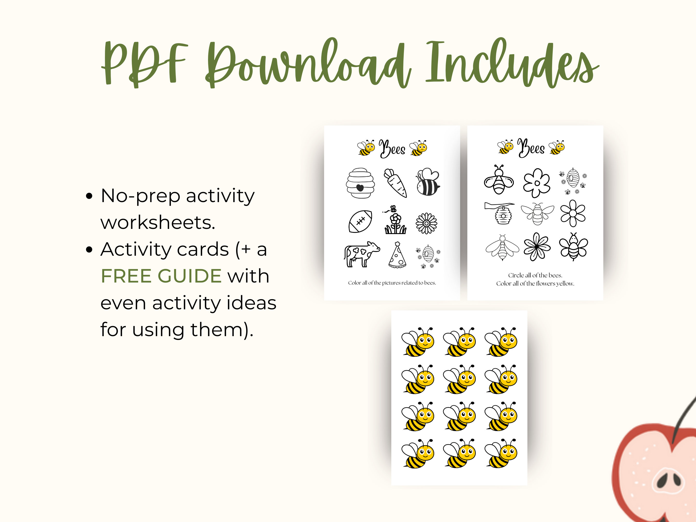 Bee Theme Printable Activity Worksheets | No Prep Preschool and ...