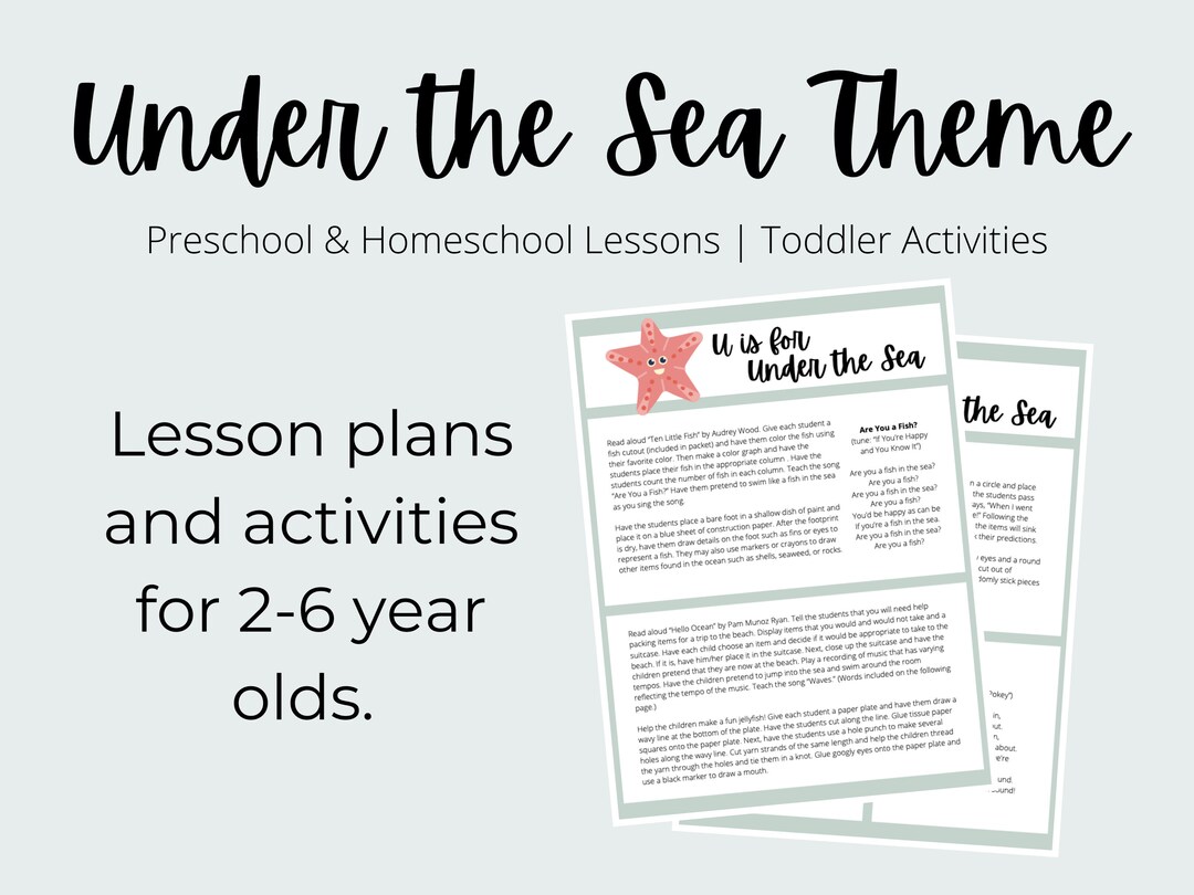 Under the Sea Theme Preschool Curriculum Printable | Homeschool Lesson Plan Printable ...