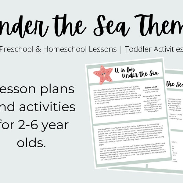 Under the Sea Lesson Plan - Etsy