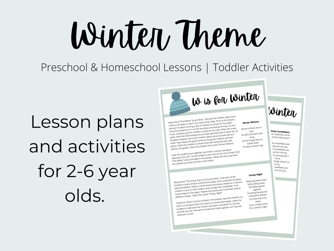 Winter Theme Preschool Curriculum Printable | Homeschool Lesson Plan ...