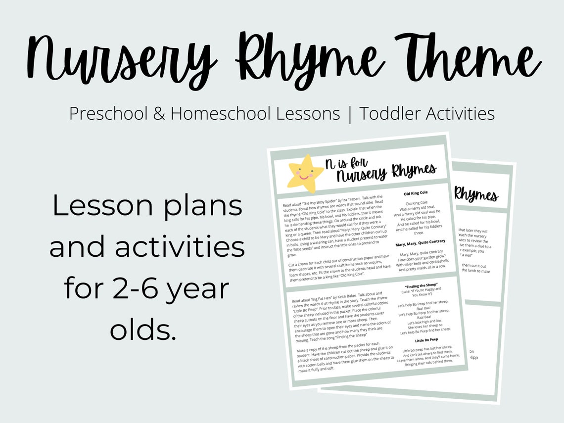 Nursery Rhyme Theme Preschool Curriculum Printable | Homeschool Lesson ...