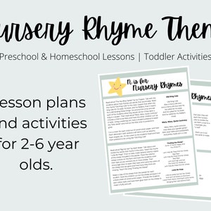 Nursery Rhyme Lesson Plans - Etsy