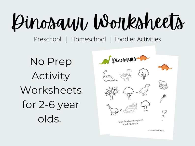Dinosaur Theme Printable Activity Worksheets No Prep - Etsy