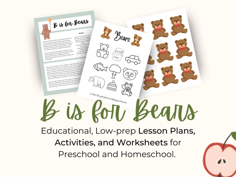 Bear Theme Printable Preschool Lesson Plans | Printable Activities and ...