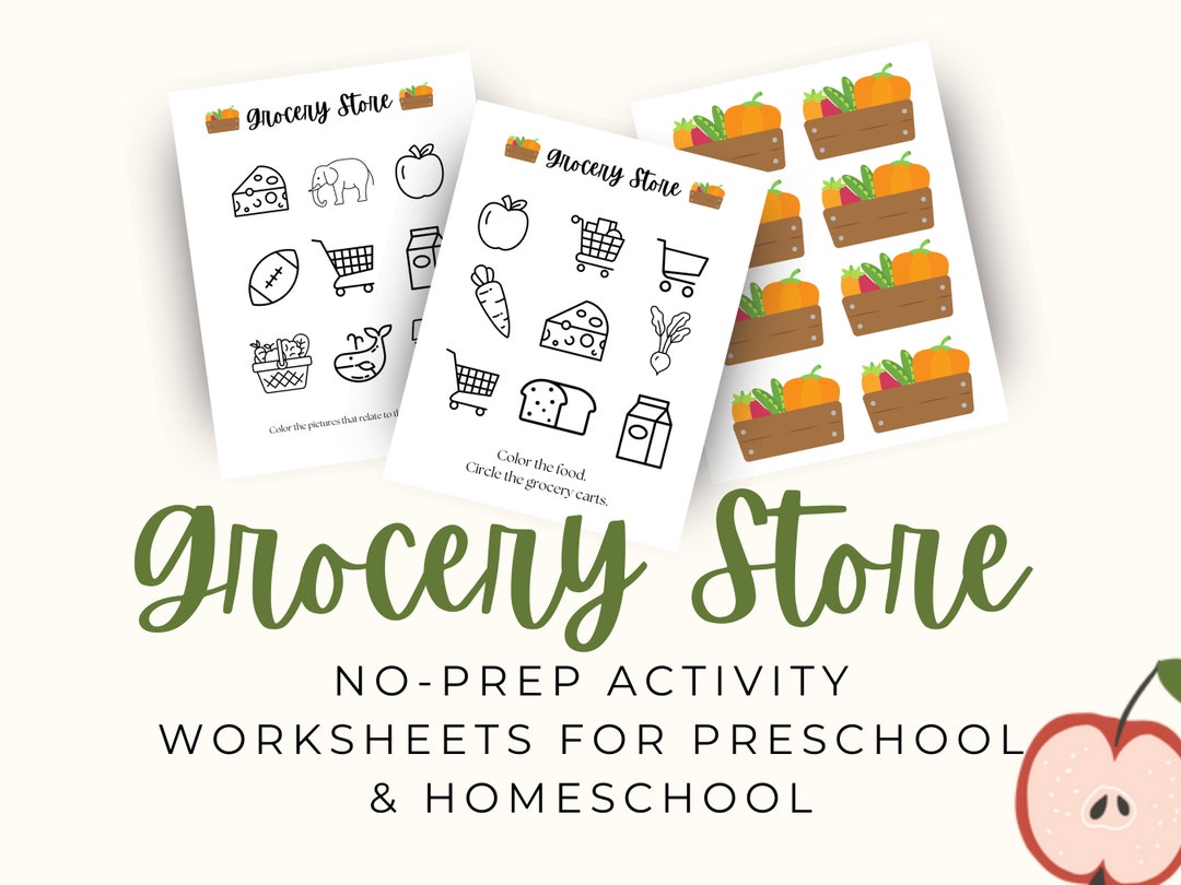 Grocery Store Theme Printable Activity Worksheets | No Prep Preschool ...