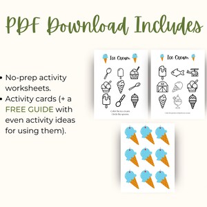 Ice Cream Theme Printable Activity Worksheets | No Prep Preschool and ...