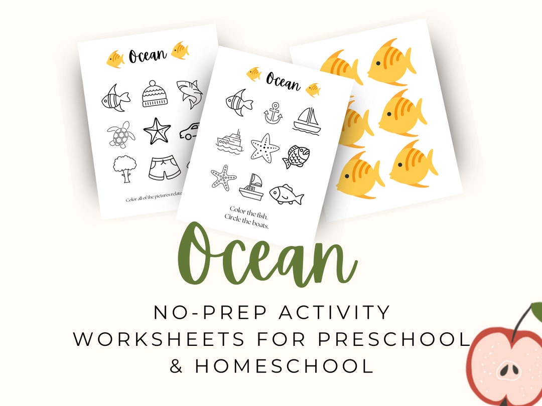Ocean Theme Printable Activity Worksheets | No Prep Preschool and ...