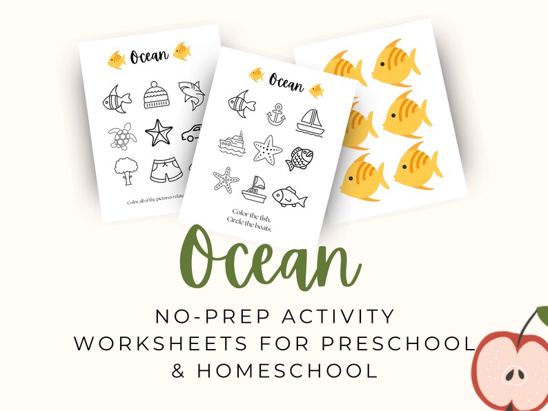 Ocean Theme Printable Activity Worksheets | No Prep Preschool and ...