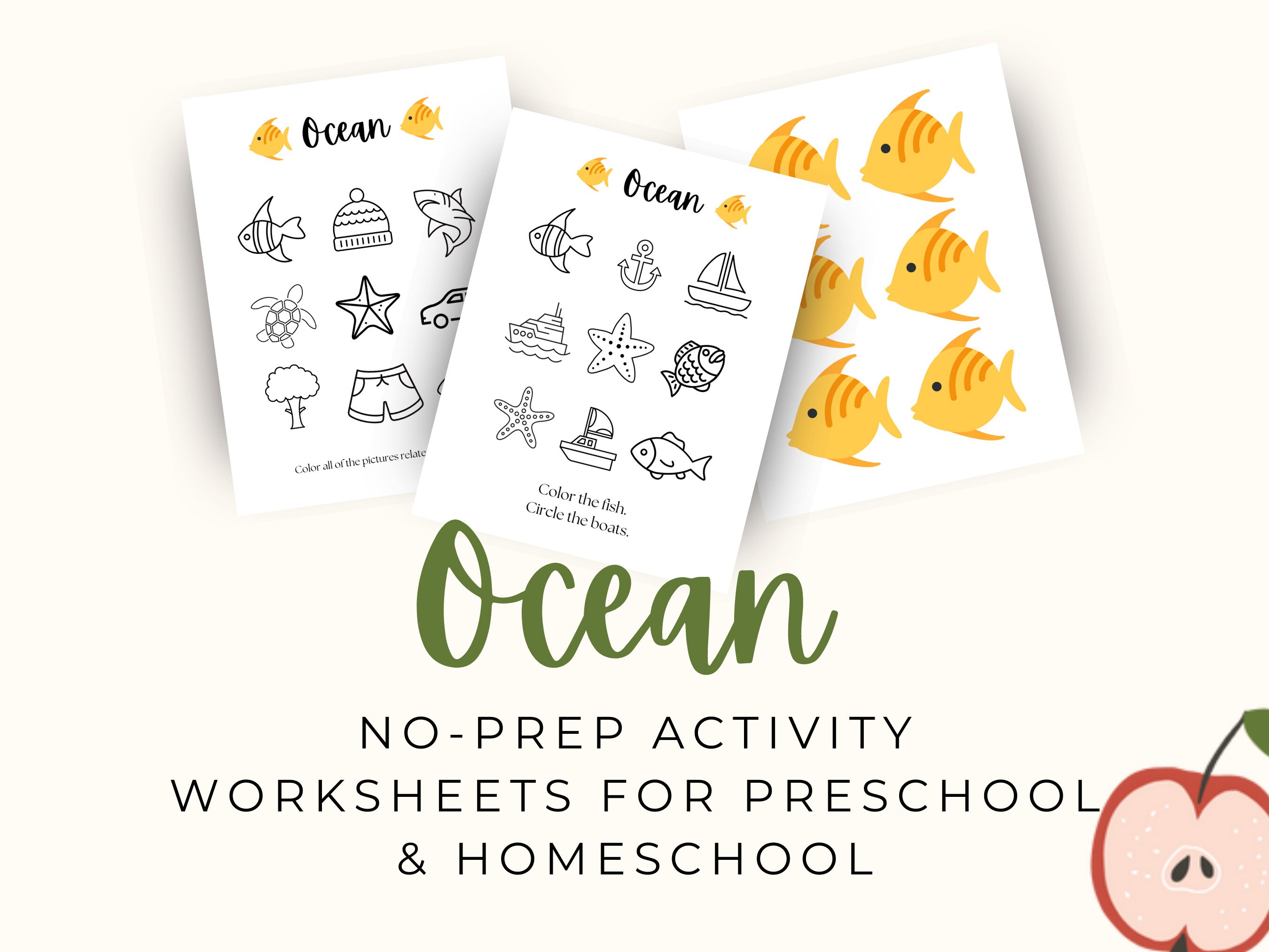 Ocean Theme Printable Activity Worksheets | No Prep Preschool and ...