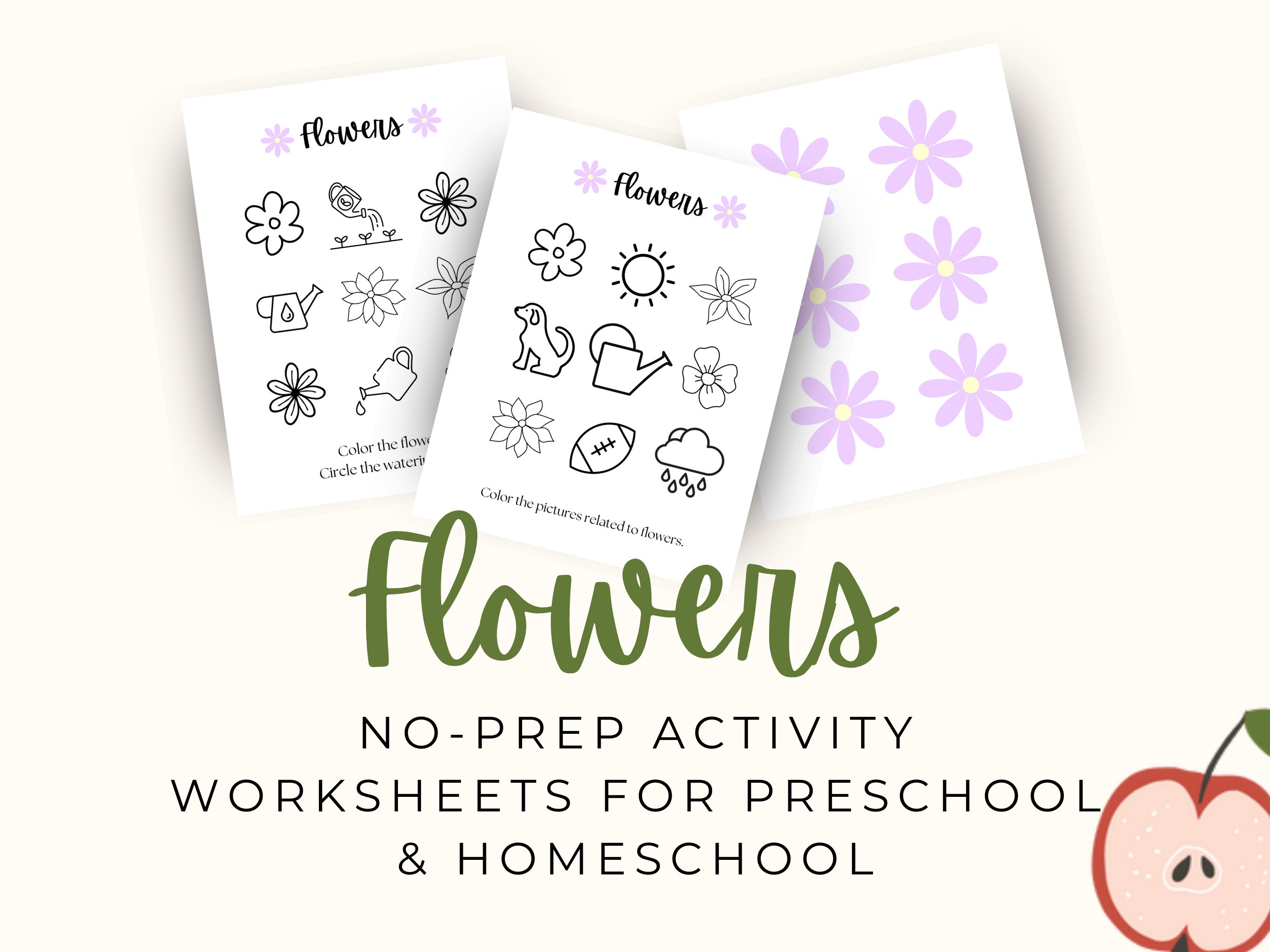 Flower Theme Printable Activity Worksheets | No Prep Preschool and ...