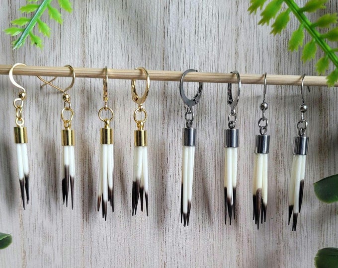 Handmade Natural Porcupine Quill Charm Earrings - Etsy