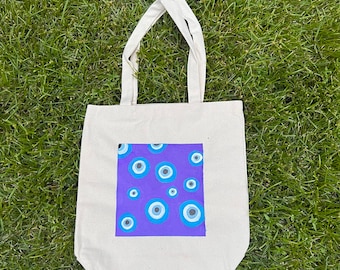 Hand Painted Evil Eye Tote Bag Handmade Tote Bag Evil Eye - Etsy