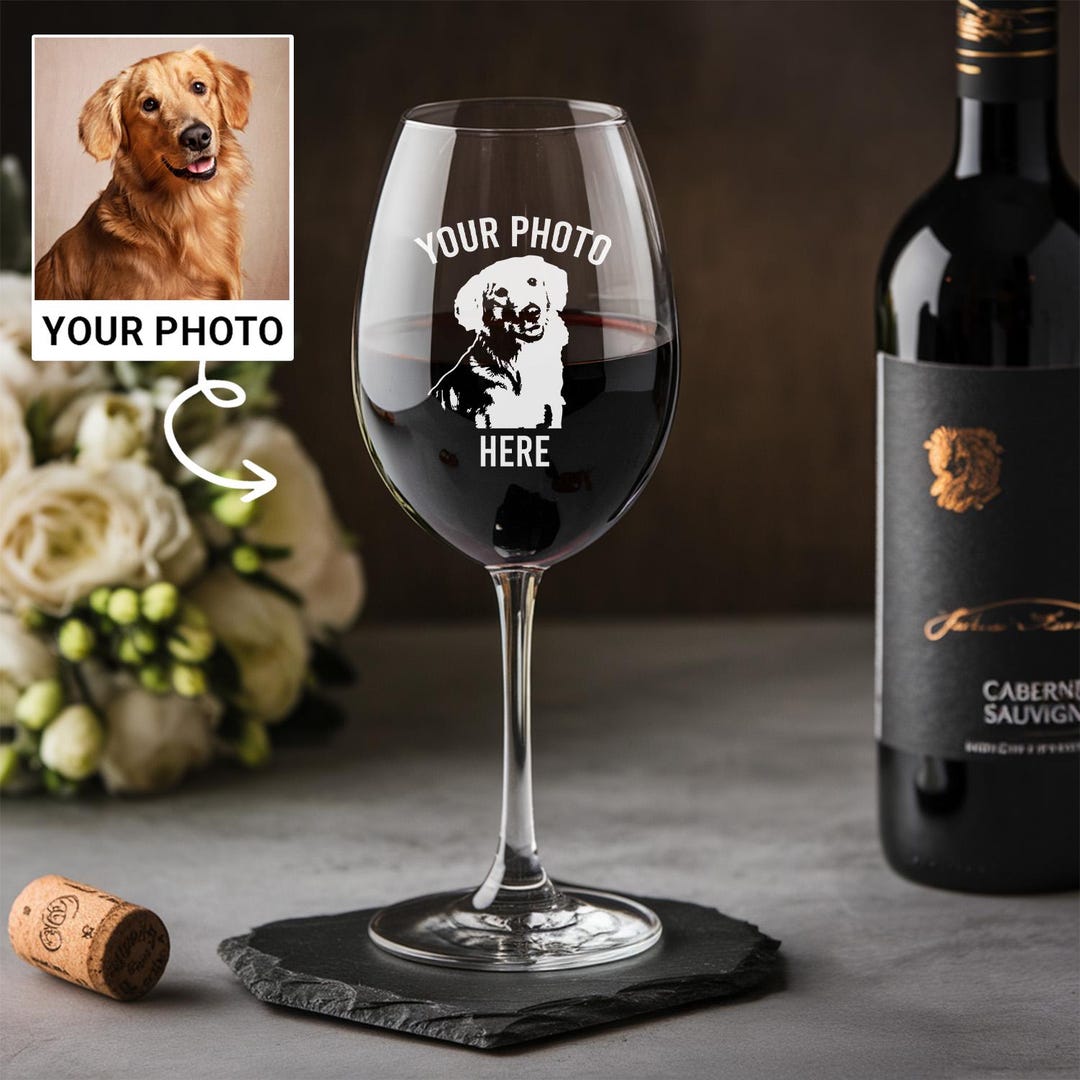 Custom Photo Wine Glass - Etched Photo Glassware - Wine Glass ...