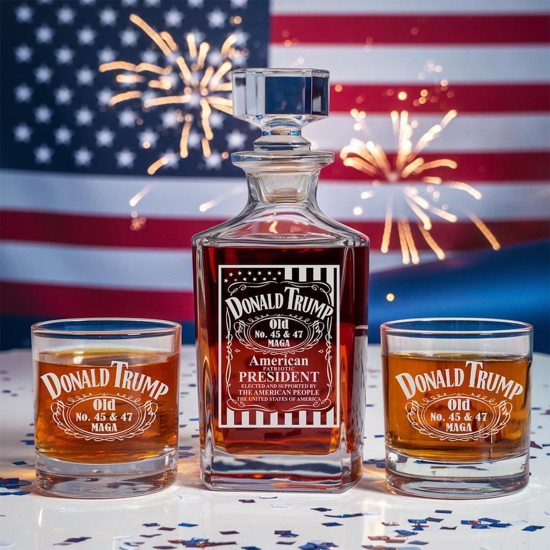 Donald Trump “old No. 45 / 47” Whiskey Decanter Set – MAGA Gift ...
