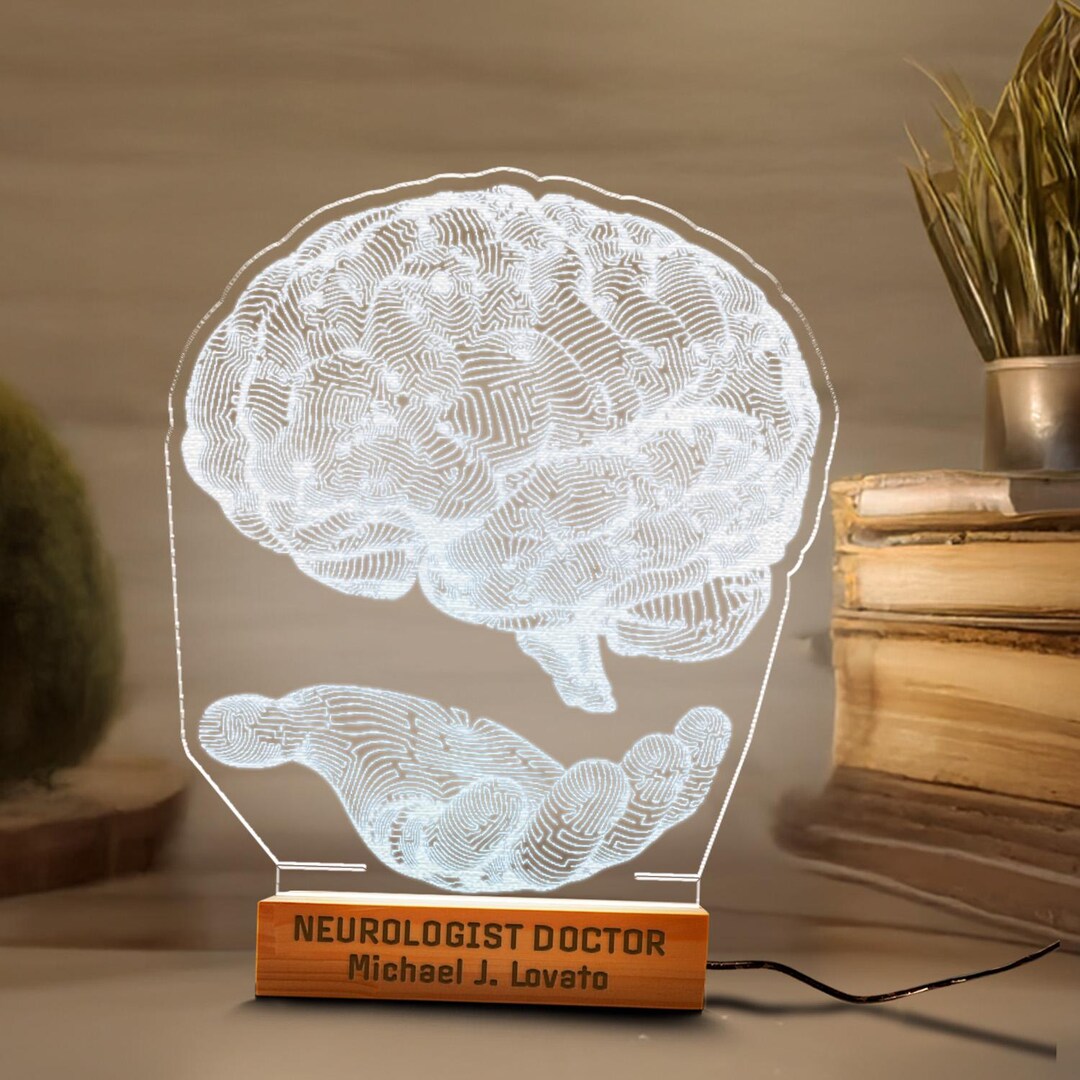 Hand Holding Brain Lamp, Personalized Gift for Neurologist ...