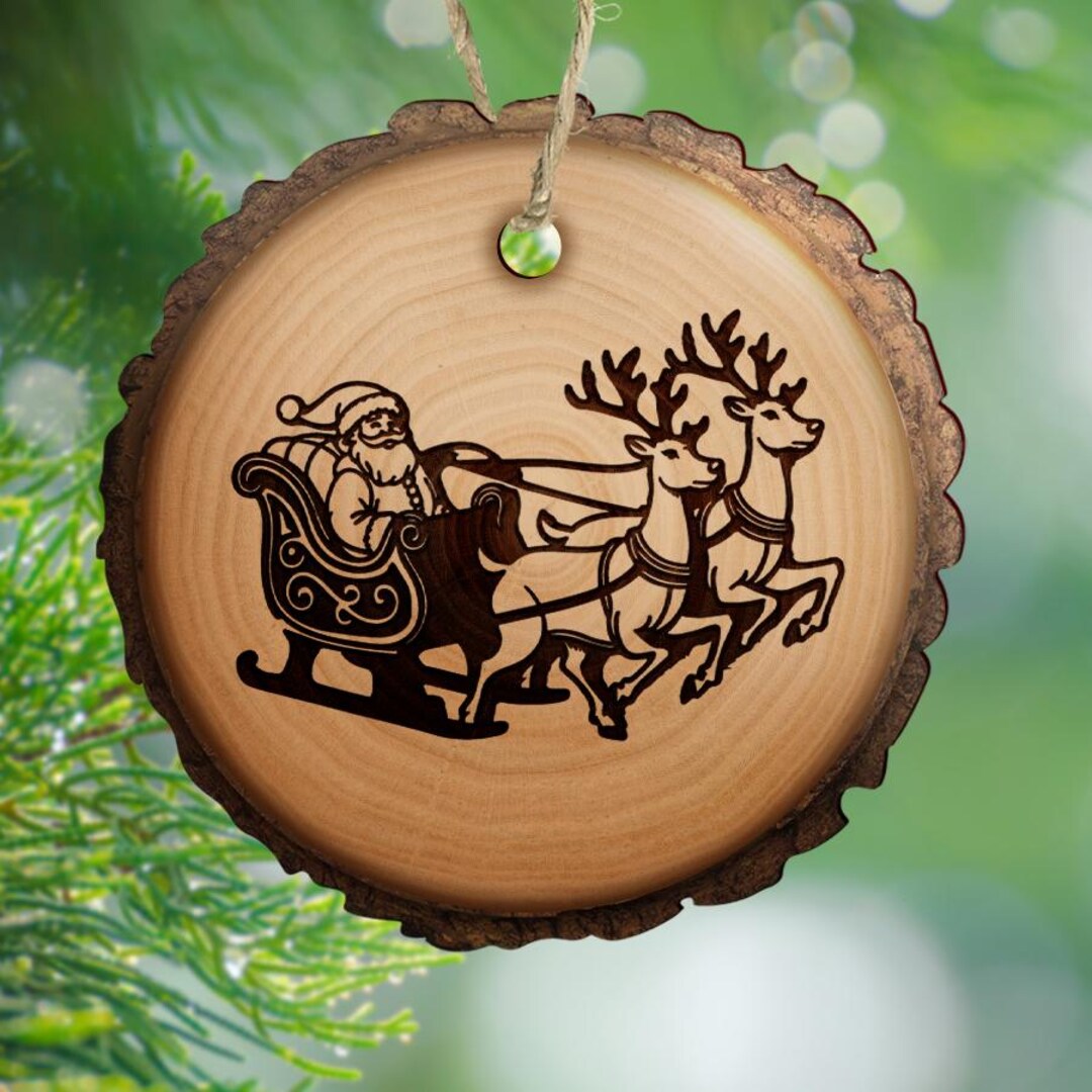 Santa Sleight With Reindeer Ornament Christmas Wooden Ornament Gift ...