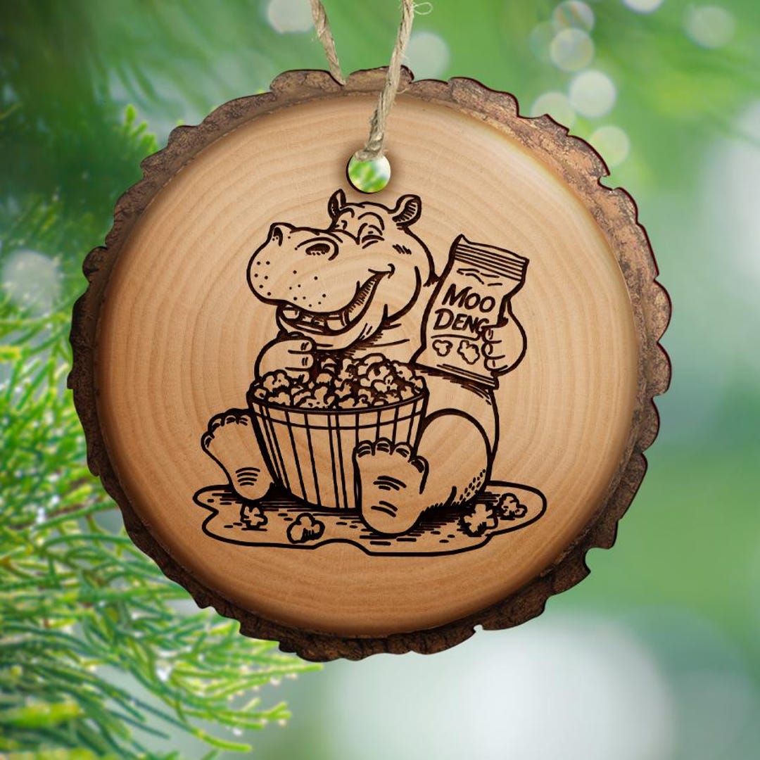 Personalzied Cute Moo Deng Hippos Popcorn Party Ornament Baby Hippo Moo ...
