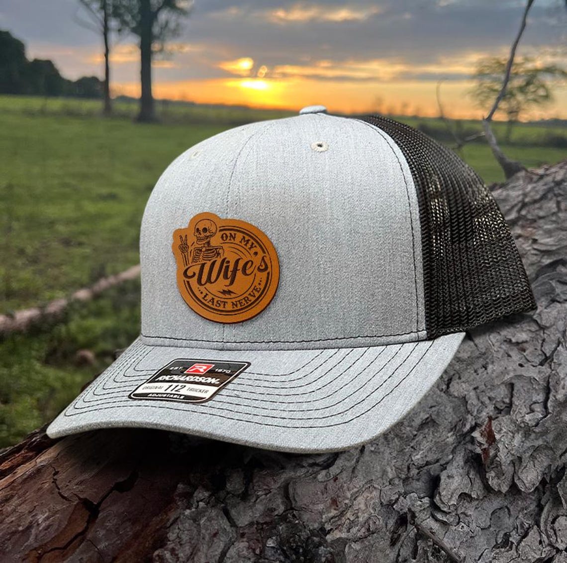 Custom Leather Patch Trucker Hat on My Wife's Last Nerve Laser Engraved ...