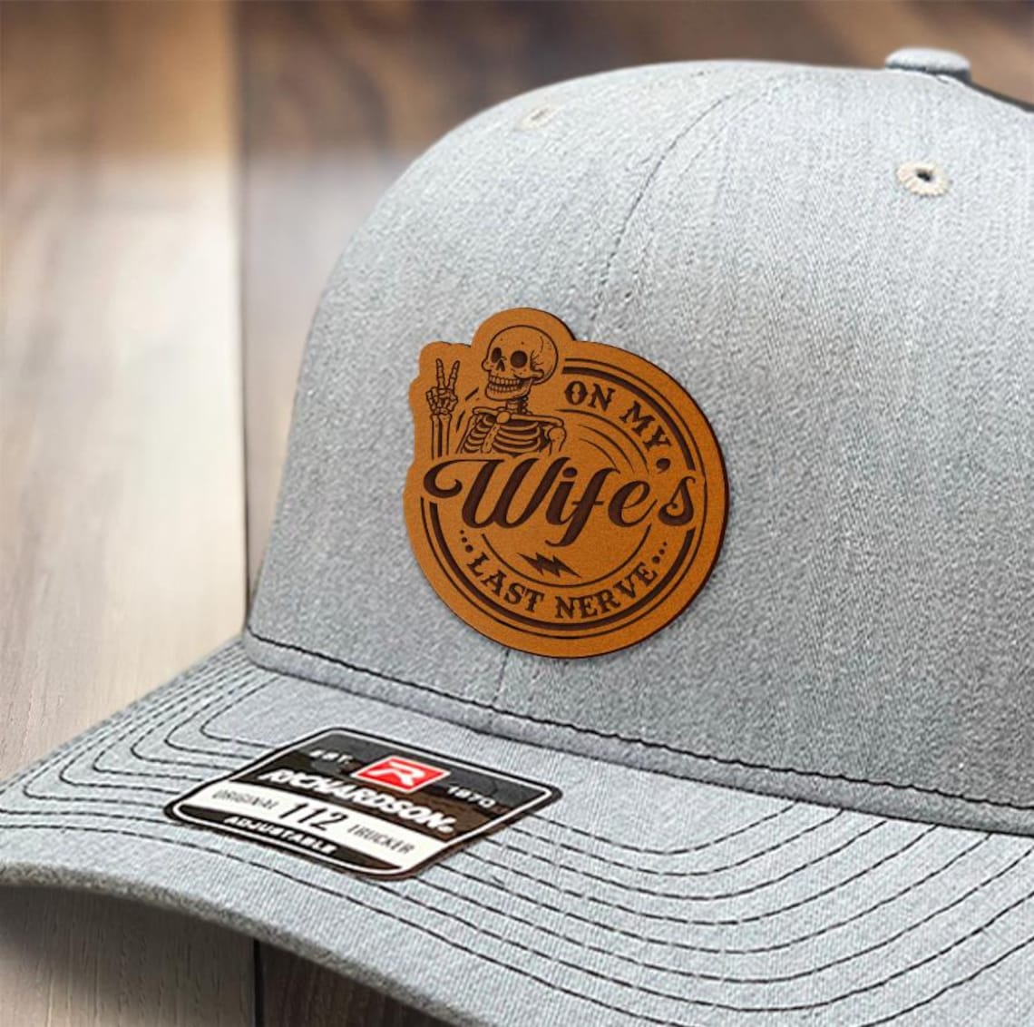 Custom Leather Patch Trucker Hat on My Wife's Last Nerve Laser Engraved ...