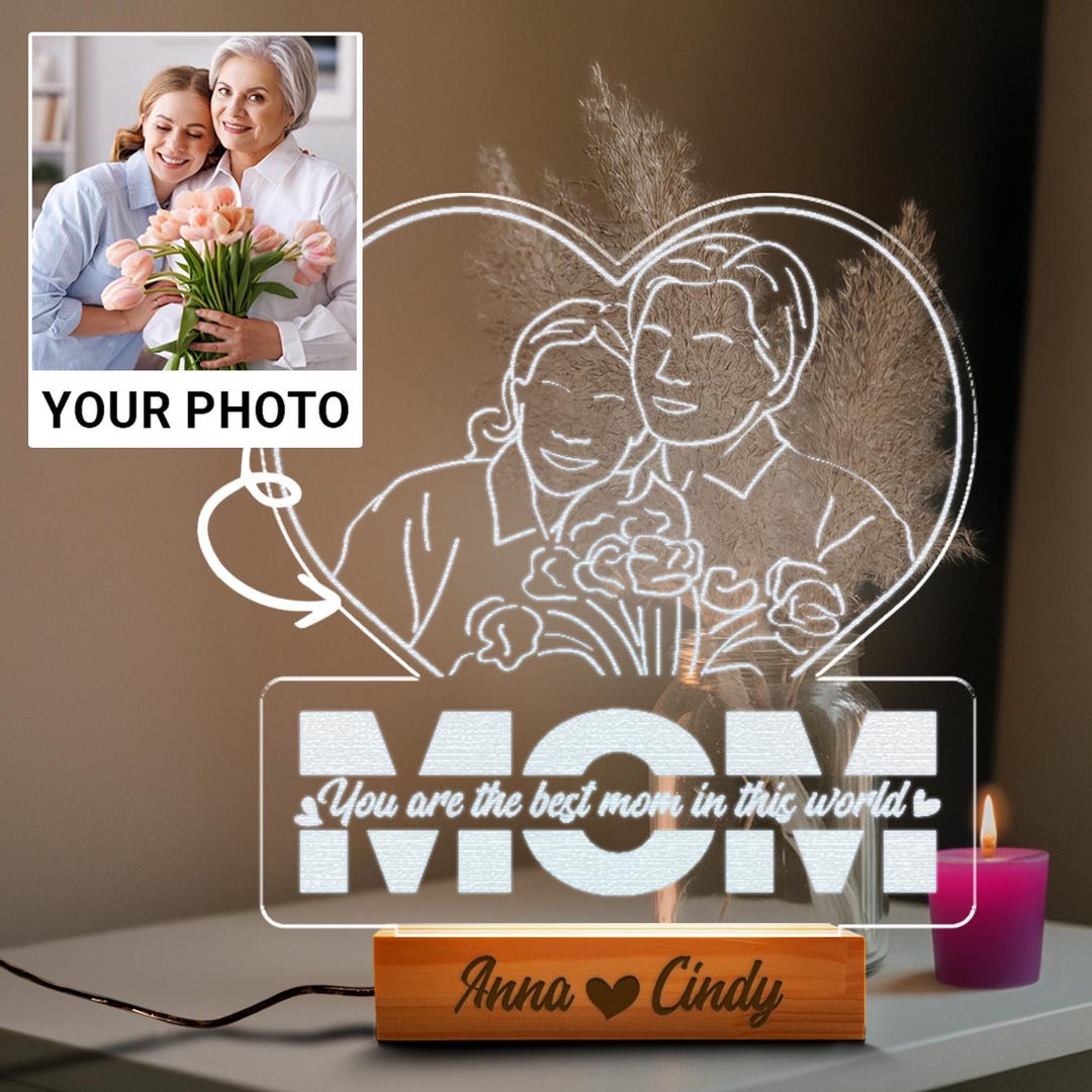 Custom Photo Night Light, Mom Gift From Daughter, Mother Gifts, Mother ...