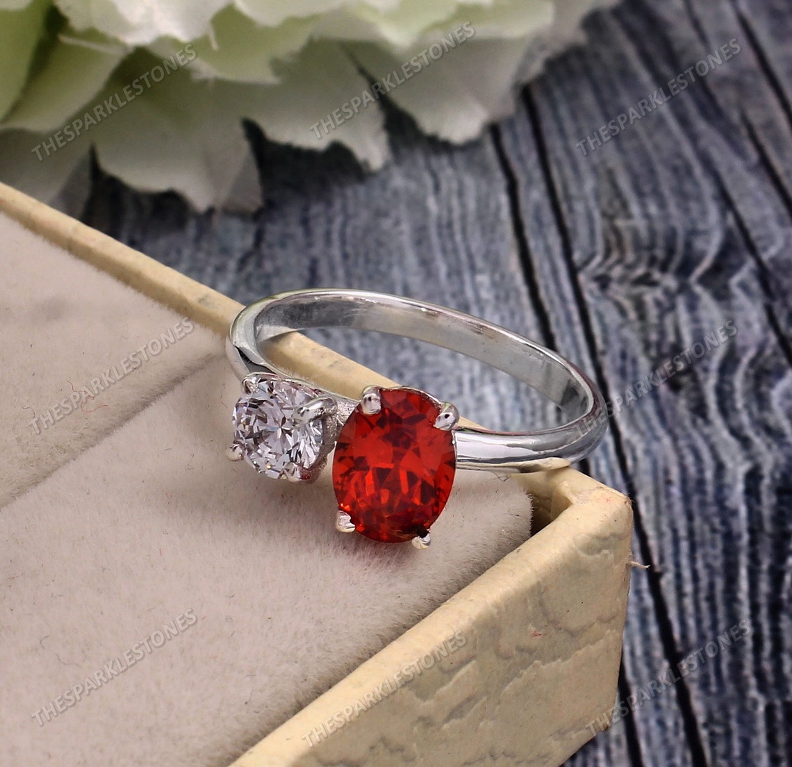 Fanta Orange Sapphire Ring Natural Sapphire Ring Oval Gemstone - Etsy